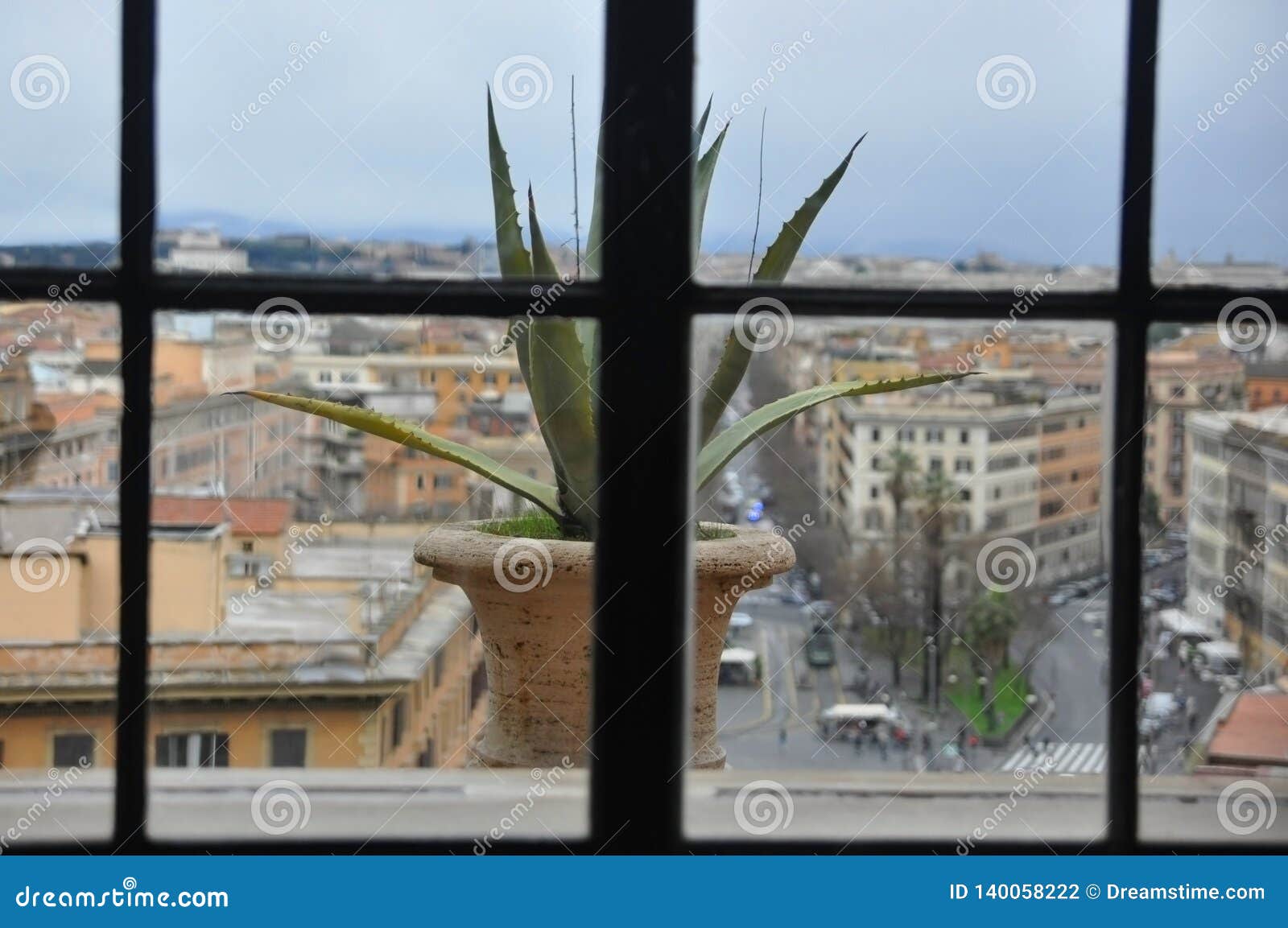 A Whole City View through the Window Stock Photo - Image of window ...