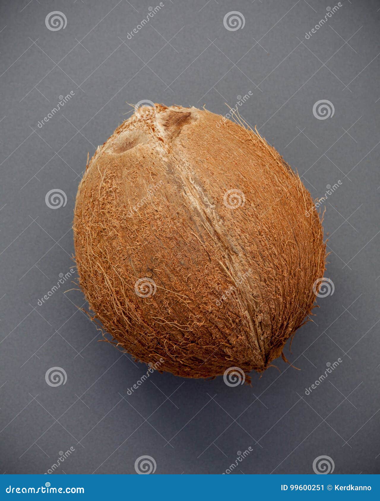 Whole of Coconut Shell on Gray Background Flat Lay and Copy Space. Top ...
