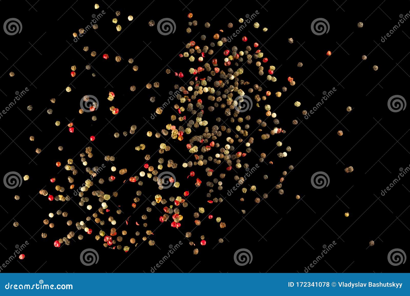 Whole Coloured Pepper Spice Flying in the Air Close Up. Zero Gravity ...