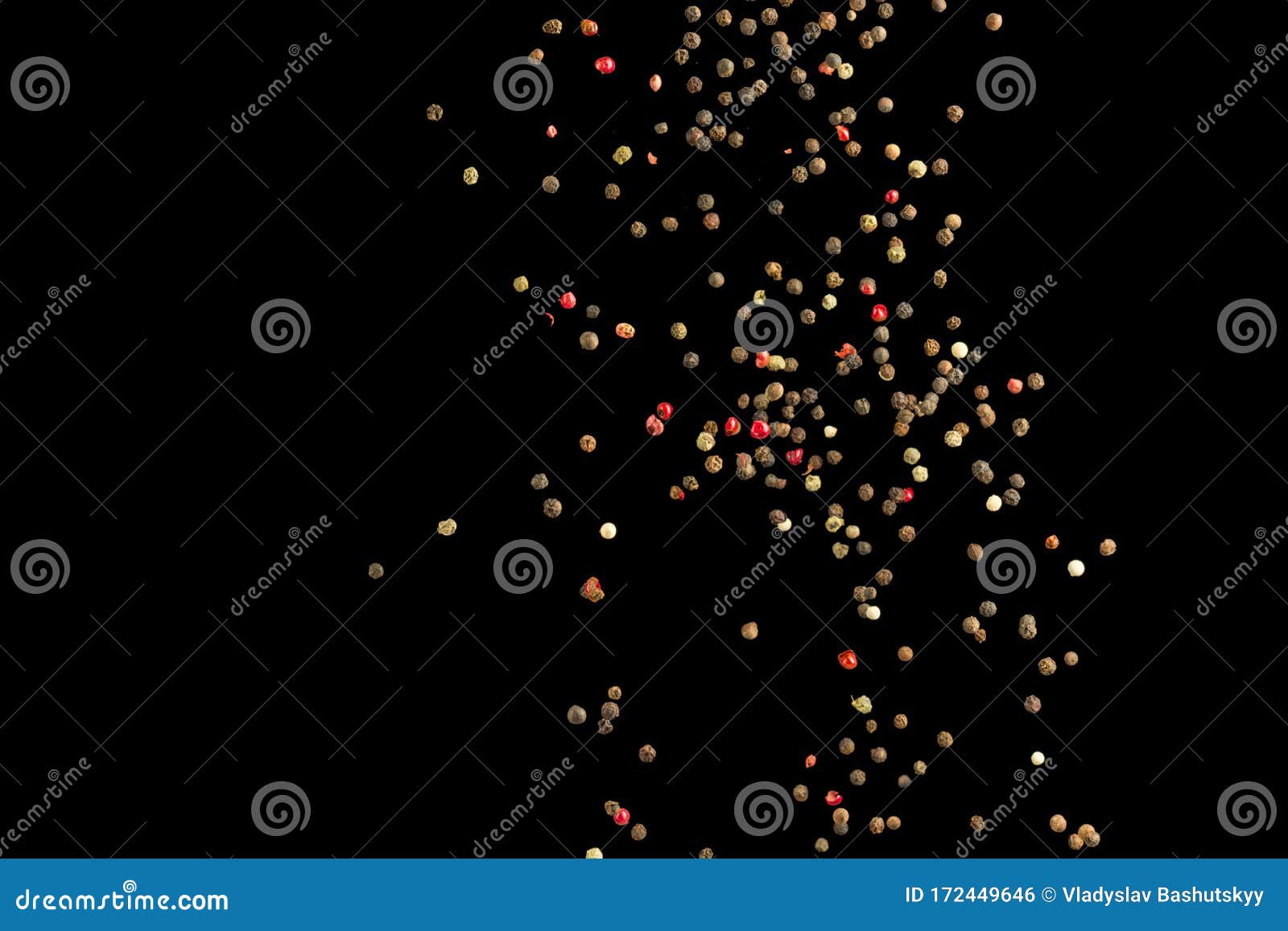 Whole Coloured Pepper Spice Flying in the Air Close Up. Zero Gravity ...