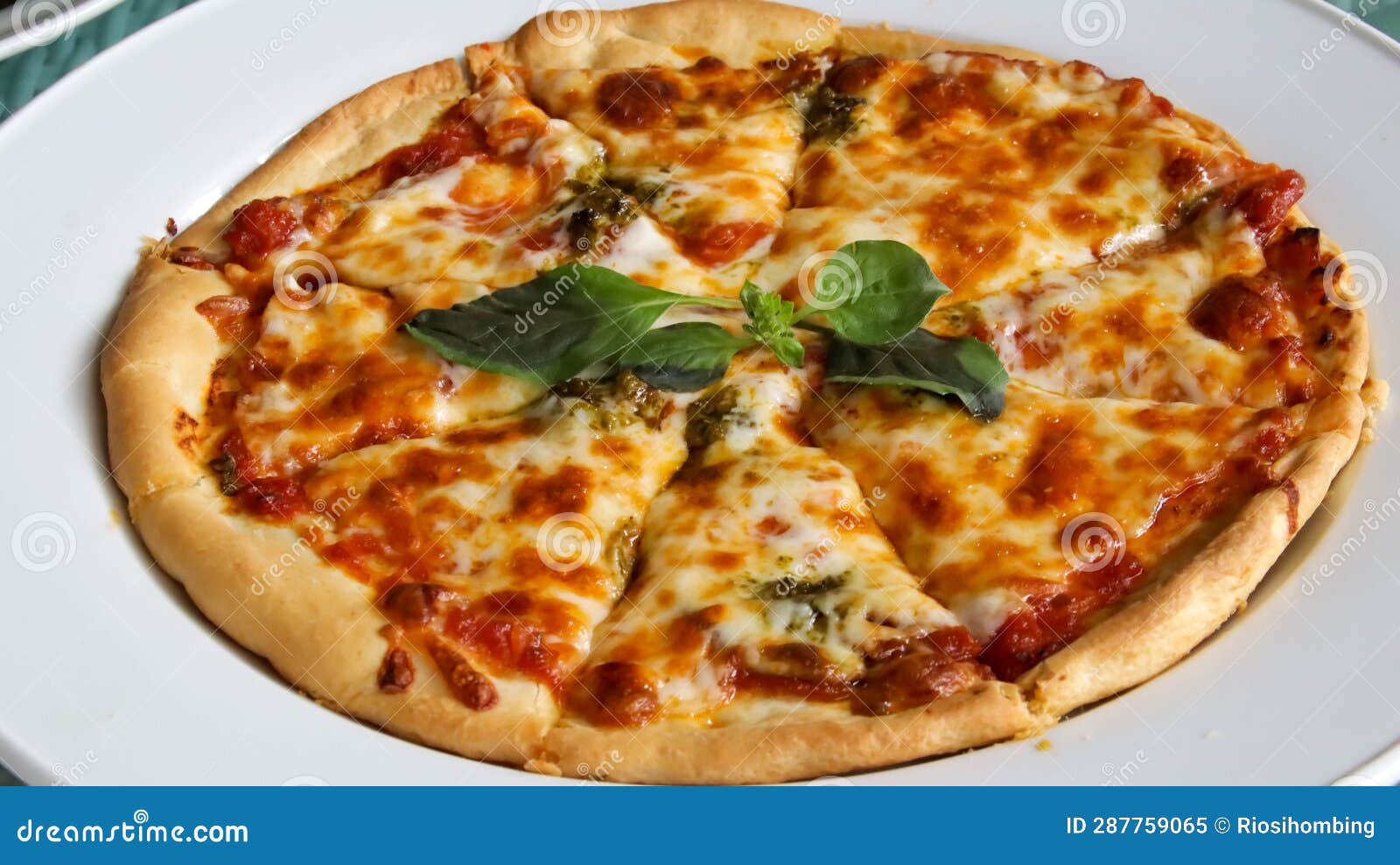 Whole Complete Italian Pizza Margherita Served in a Plate Stock Image ...