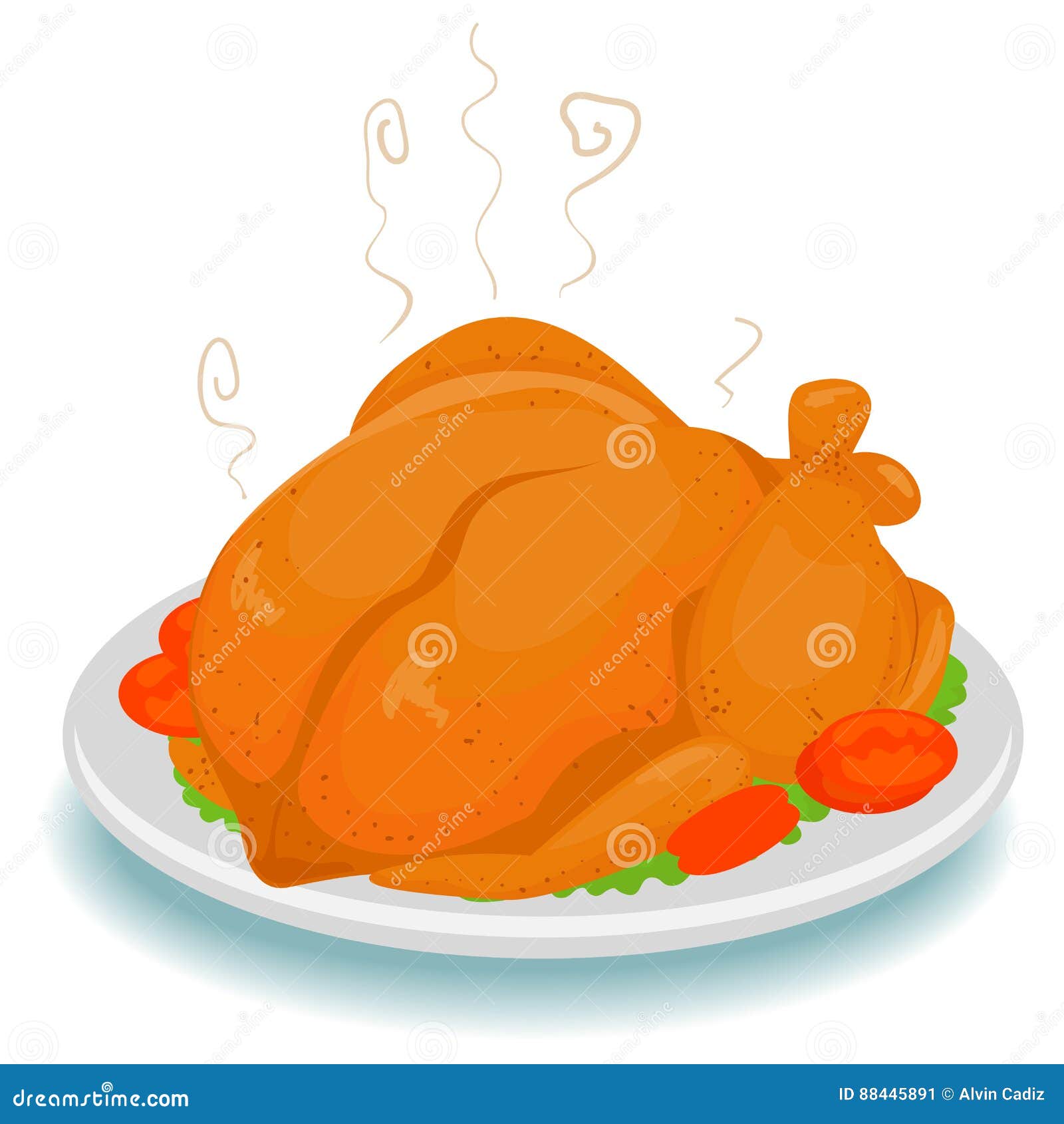Whole Cooked Chicken stock vector. Illustration of dinner - 88445891