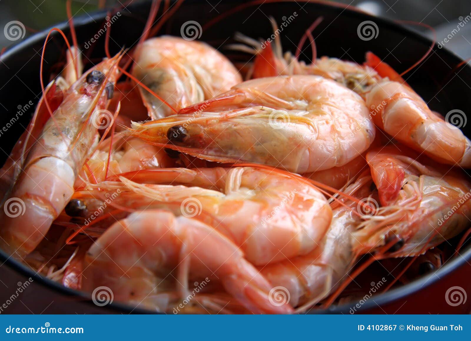 Whole cooked prawns stock image. Image of seafood, fish - 4102867