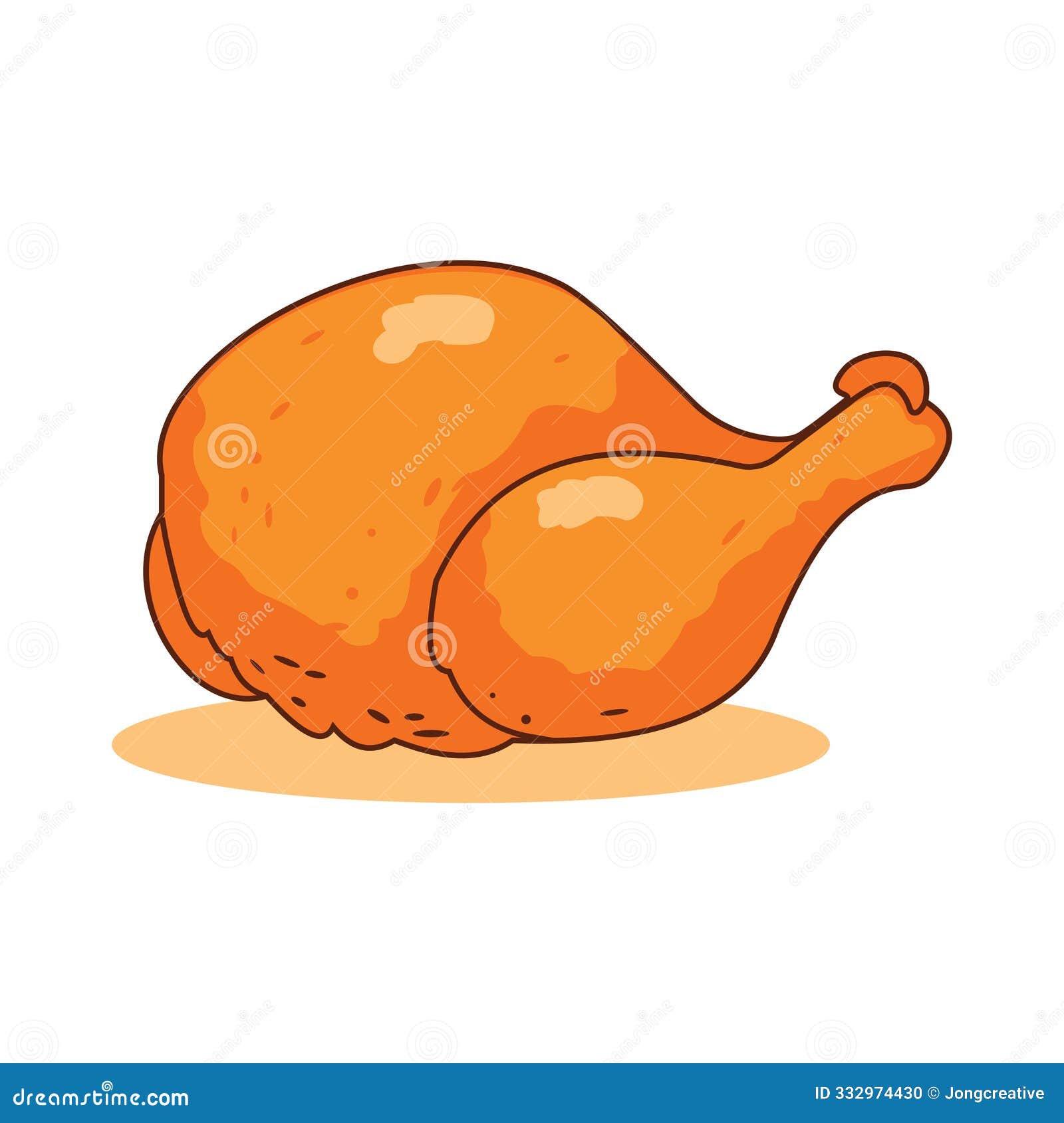 Whole Crispy Fried Chicken Fast Junk Food Vector Illustration Stock ...