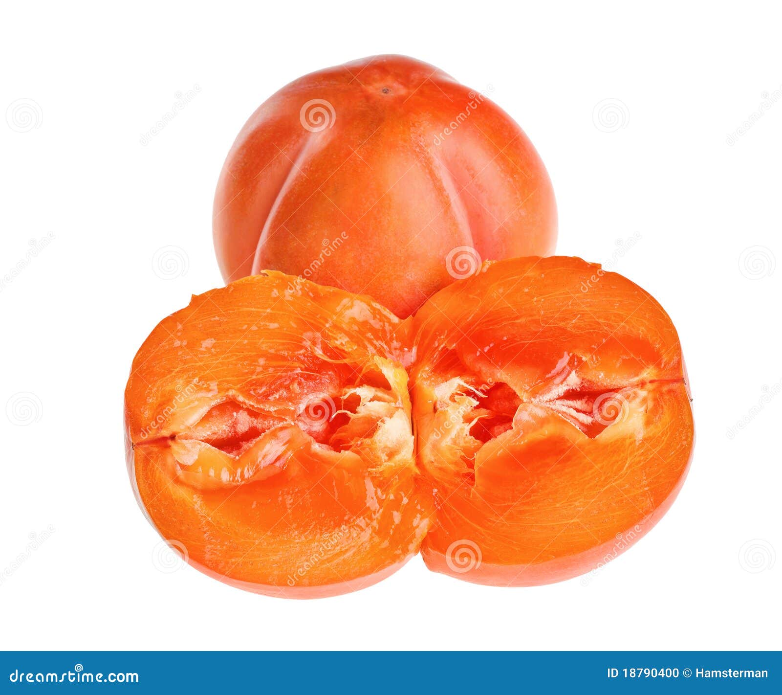 Whole and Cross-section of Persimmon Fruit Stock Photo - Image of ...