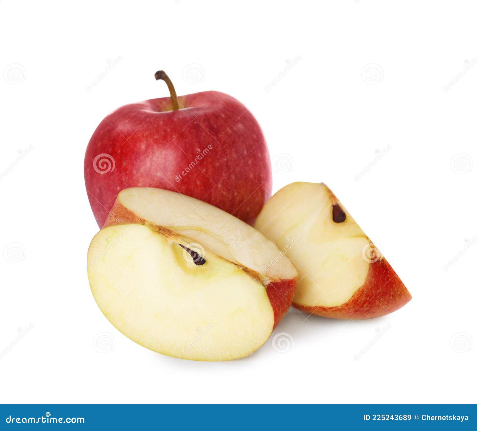 Whole and Cut Apples on White Background Stock Image - Image of organic ...
