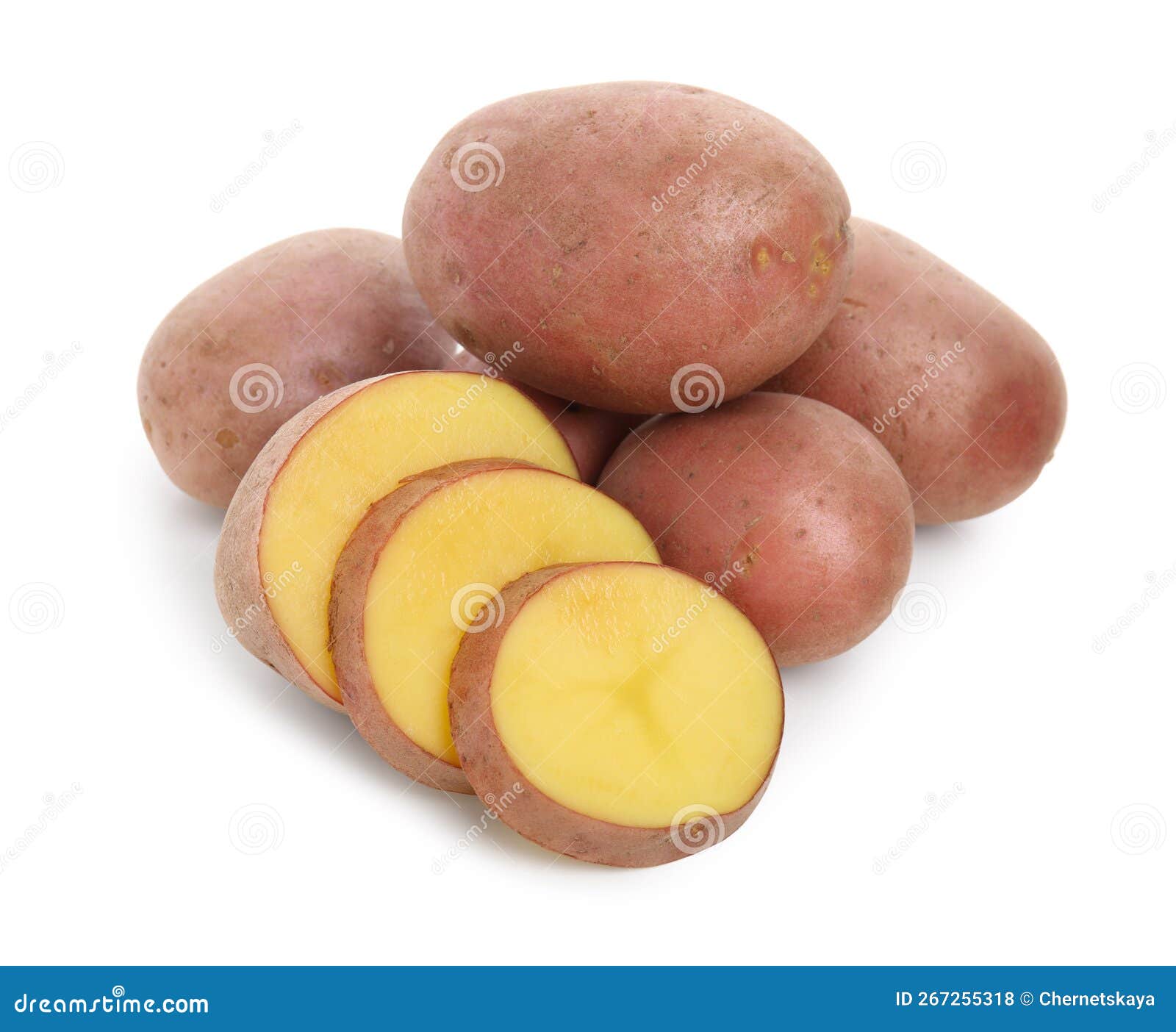 Whole and Cut Fresh Potatoes on White Background Stock Photo - Image of ...