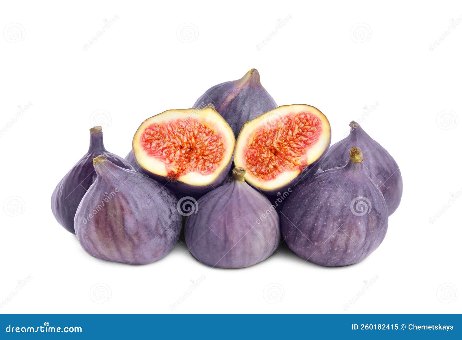 Whole and Cut Fresh Ripe Figs Isolated on White Stock Image - Image of ...