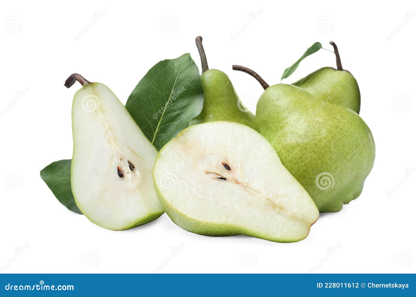 Whole and Cut Fresh Ripe Pears on White Background Stock Photo - Image ...