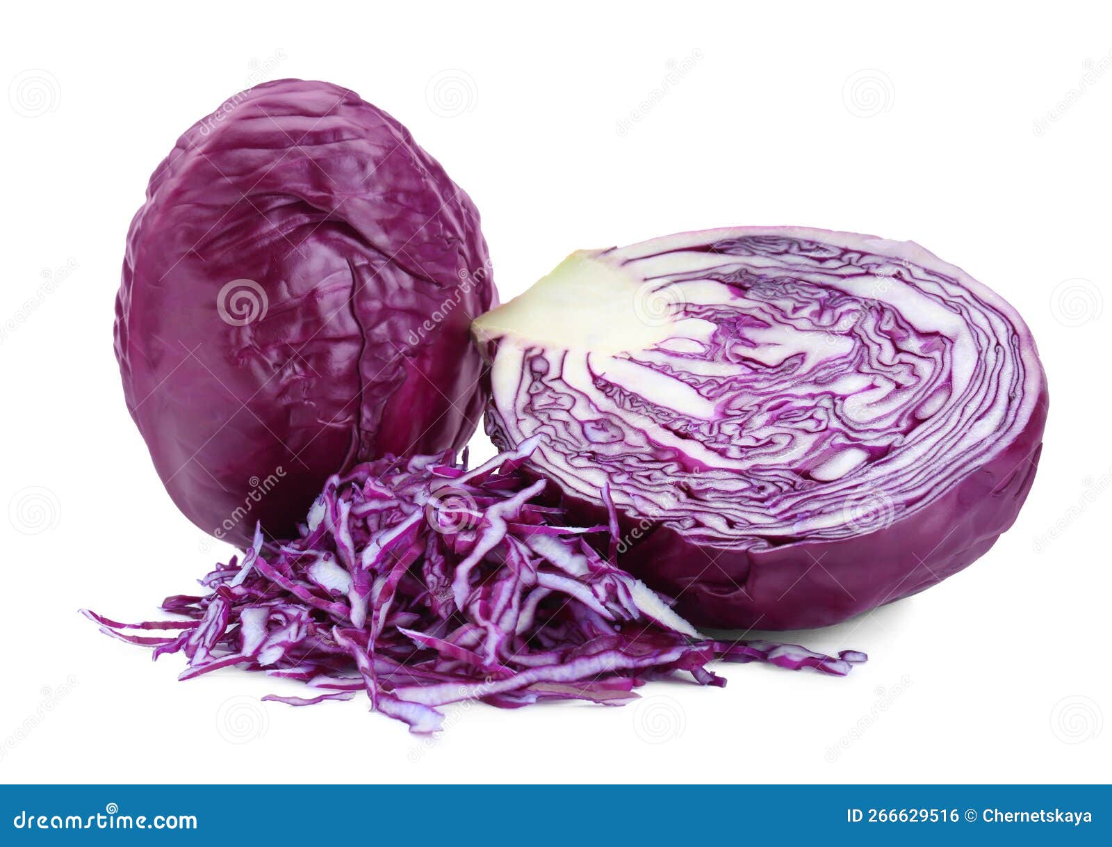 Whole and Cut Fresh Ripe Red Cabbages on White Background Stock Photo ...