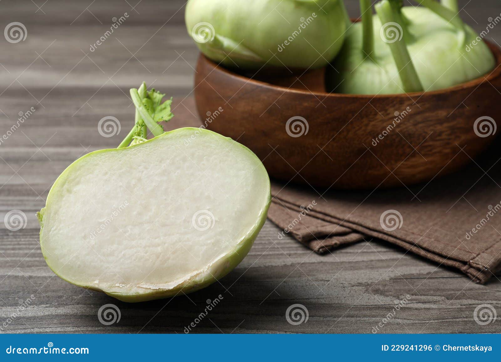 Whole and Cut Kohlrabi Plants on Wooden Table Stock Photo - Image of ...