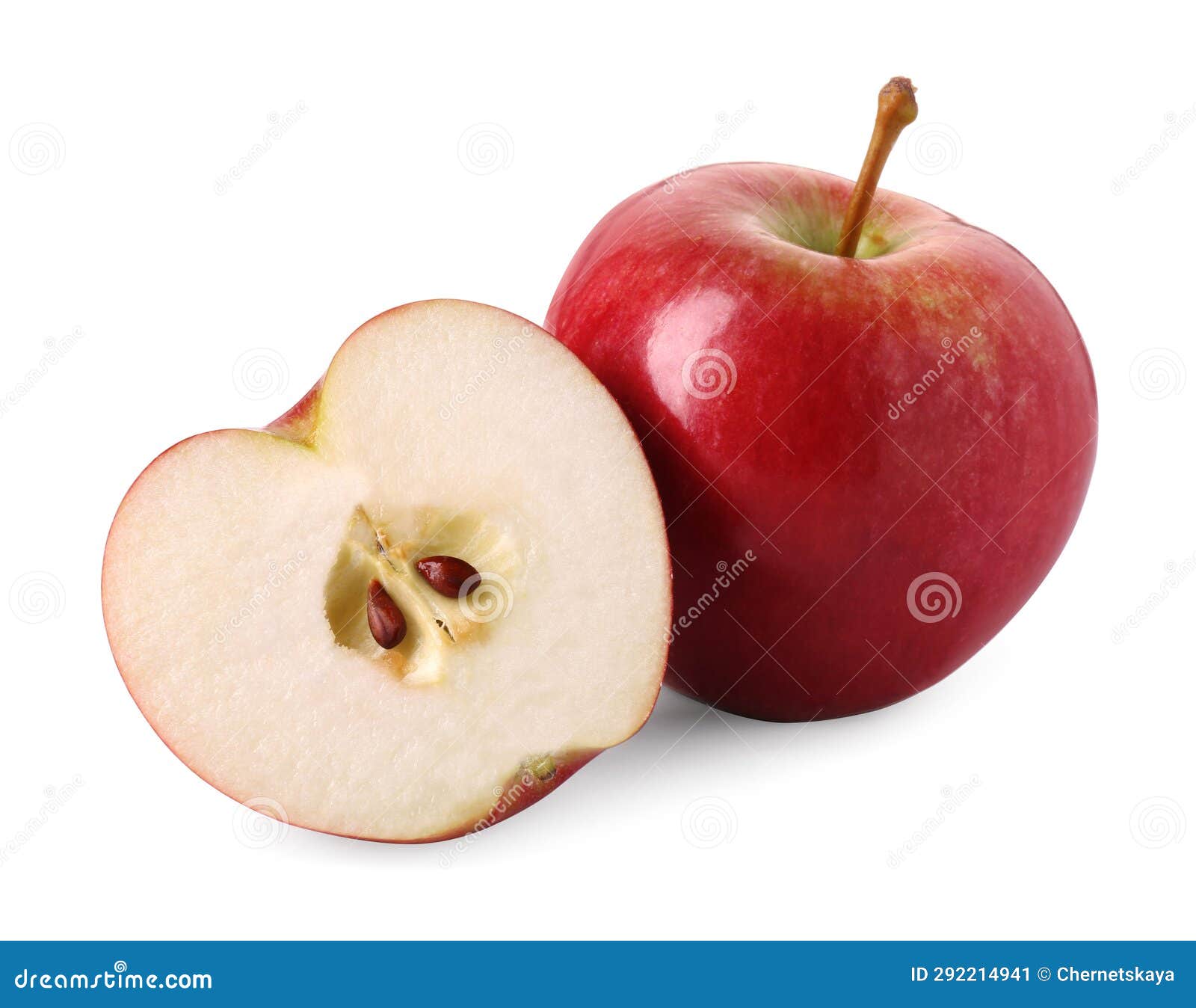 Whole and Cut Red Apples Isolated on White Stock Image - Image of ...