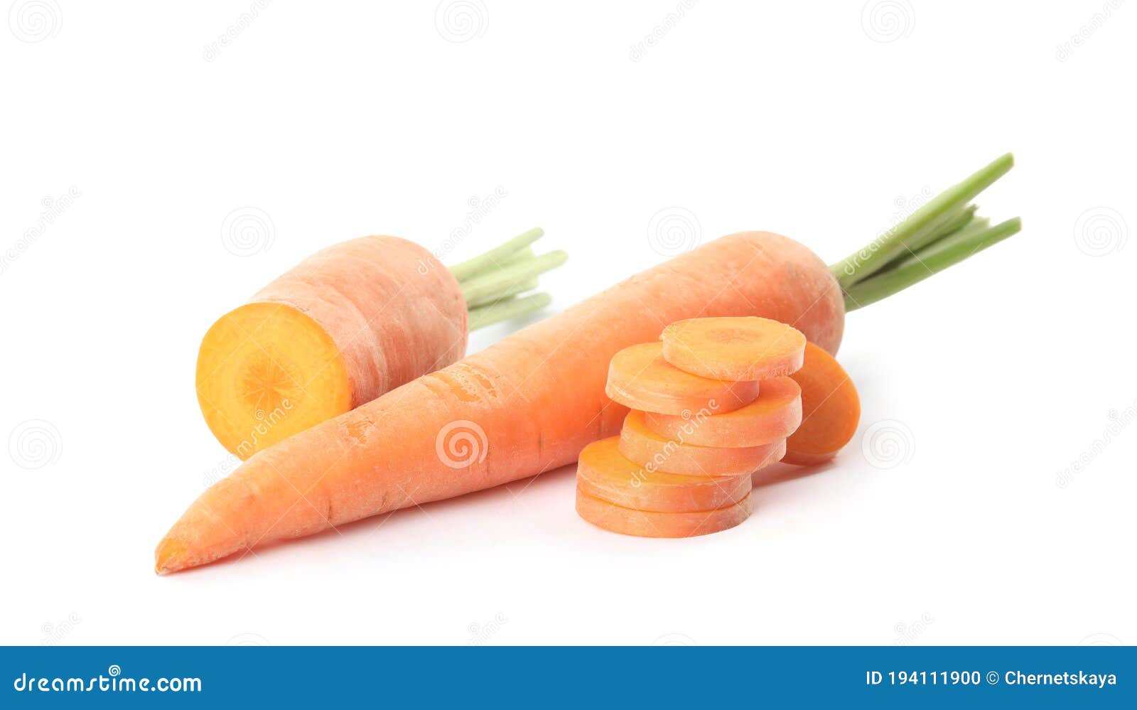 Whole and Cut Ripe Carrots Isolated Stock Photo - Image of root ...