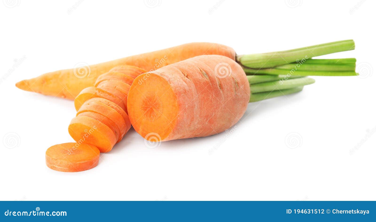 Whole and Cut Ripe Carrots Isolated Stock Photo - Image of fresh ...