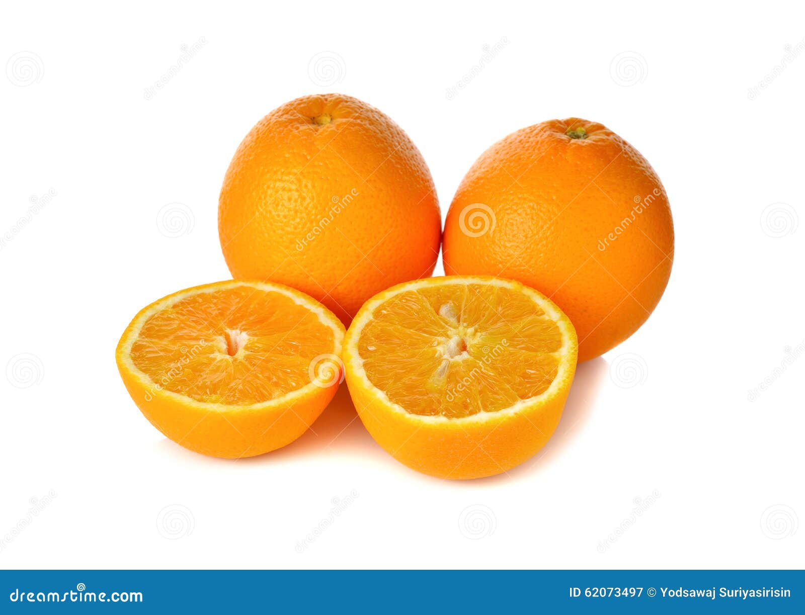 Whole and Cut Ripe Orange on White Stock Image - Image of round ...