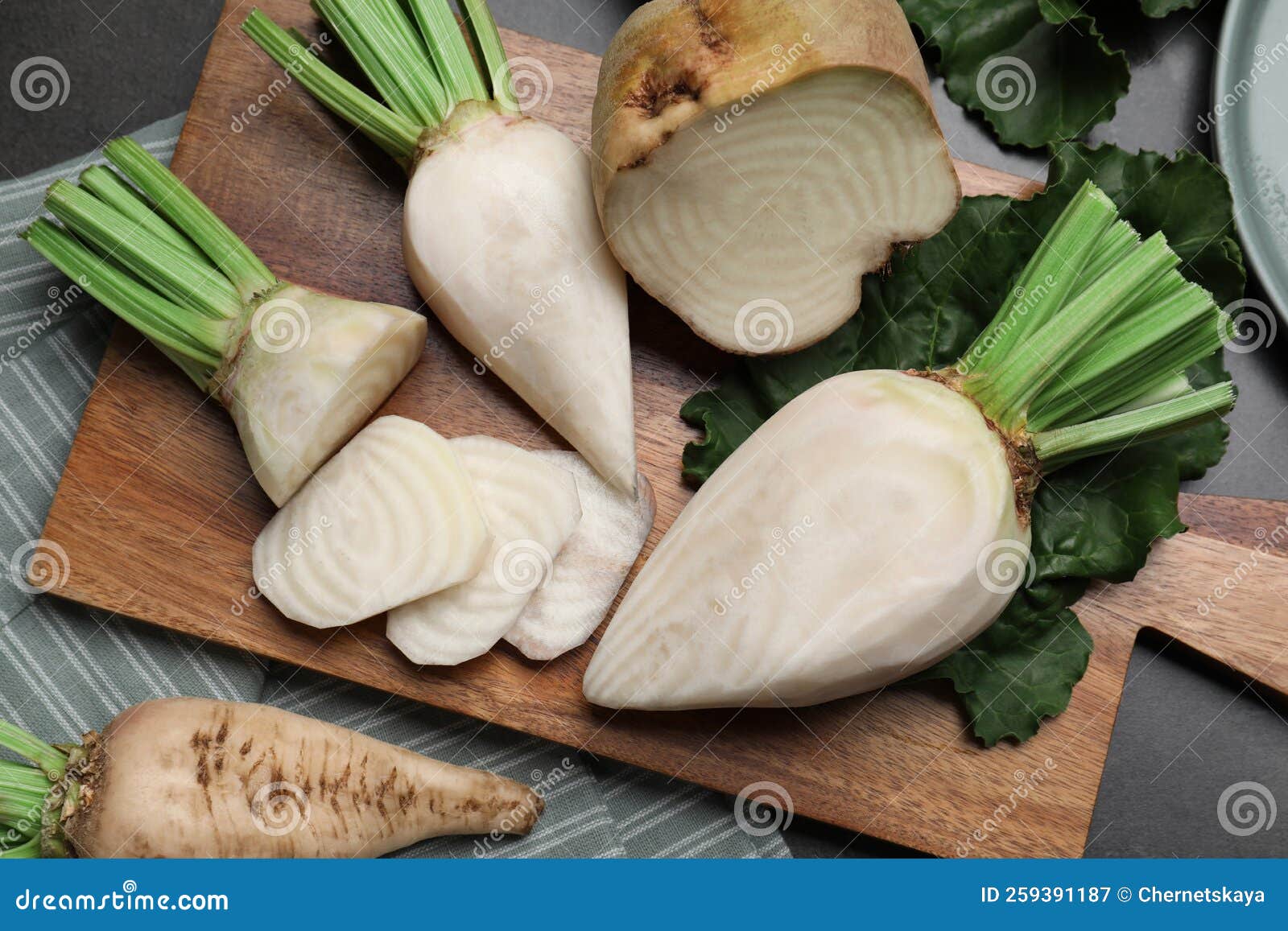 Whole and Cut Sugar Beets on Grey Table, Flat Lay Stock Image - Image ...