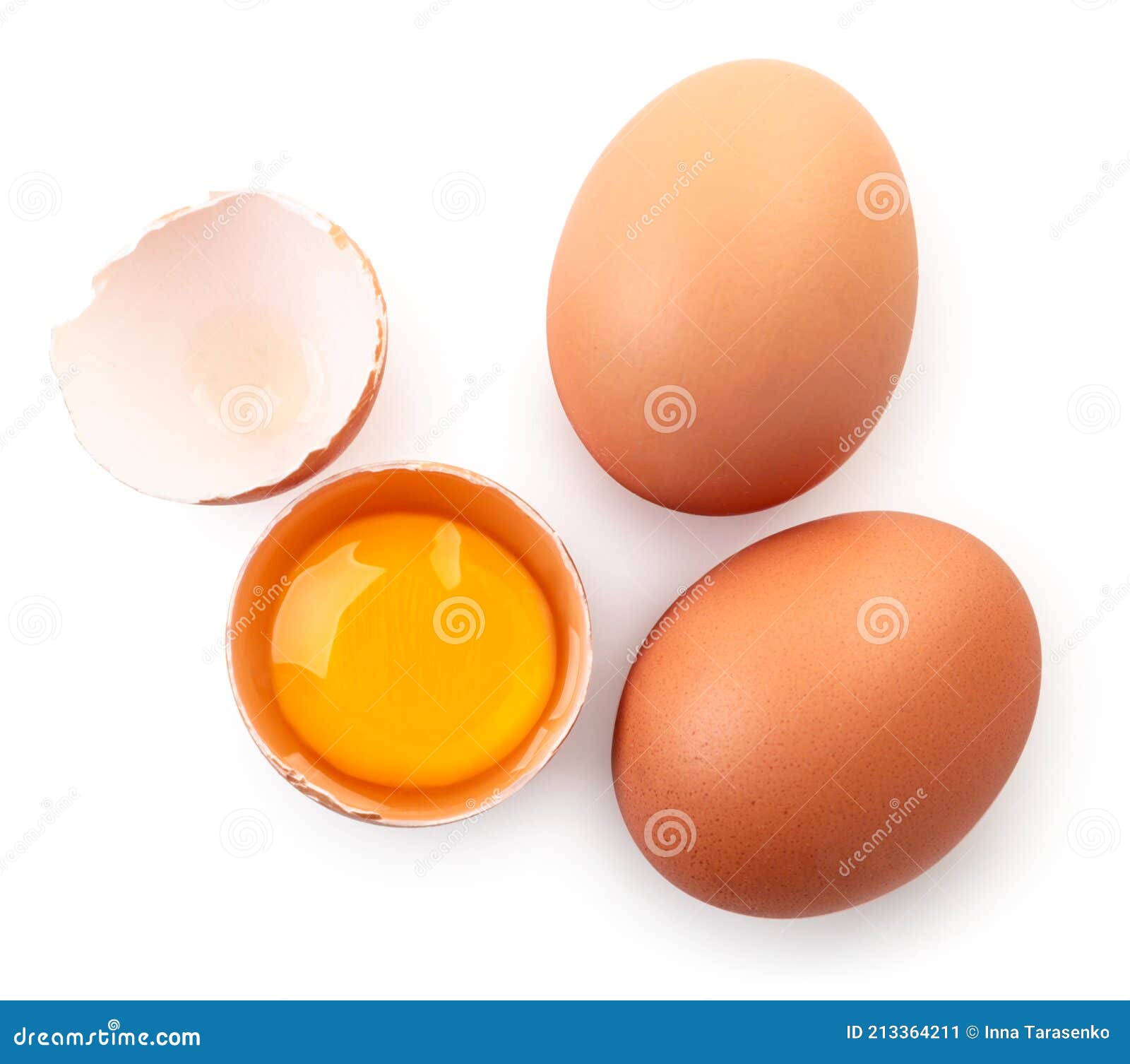 Whole Eggs, Half and Shells on a White Background, Isolated. Top View ...