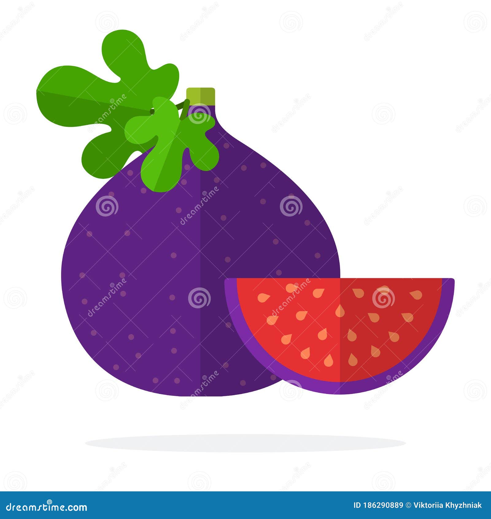 A Whole Fig and a Piece of Figs Flat Isolated Stock Vector ...