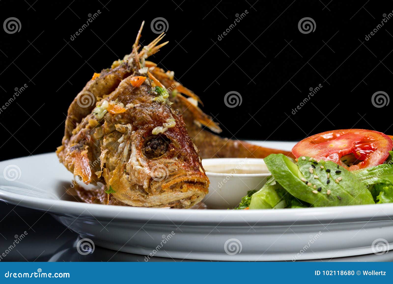 Whole fried fish stock photo. Image of meal, presentation - 102118680