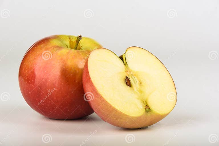 Whole Fresh Apple and Half an Apple Stock Photo - Image of healthy ...