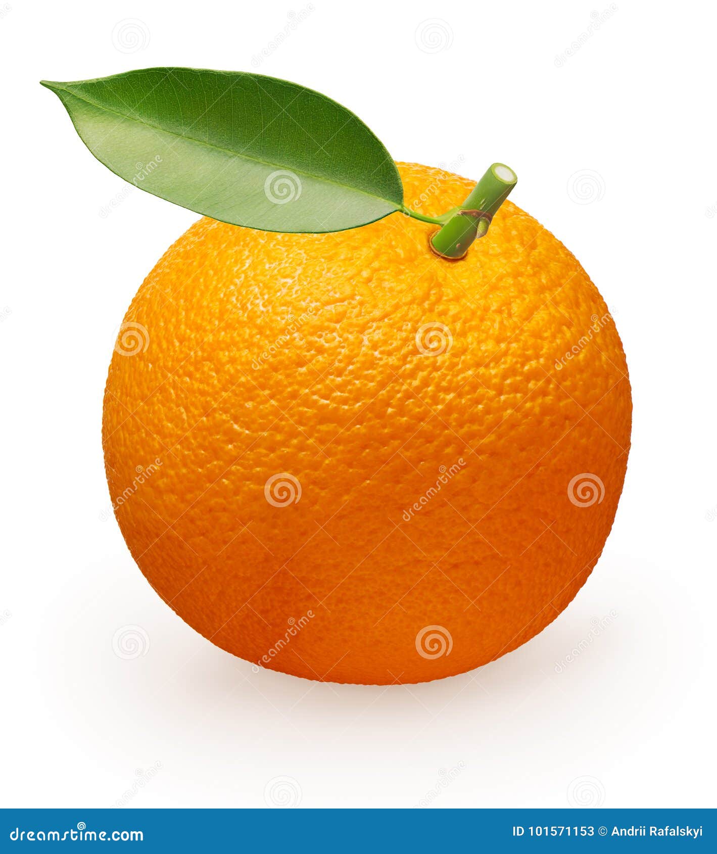 Whole Fresh Orange Fruit with Green Leaf Isolated on White Stock Image ...
