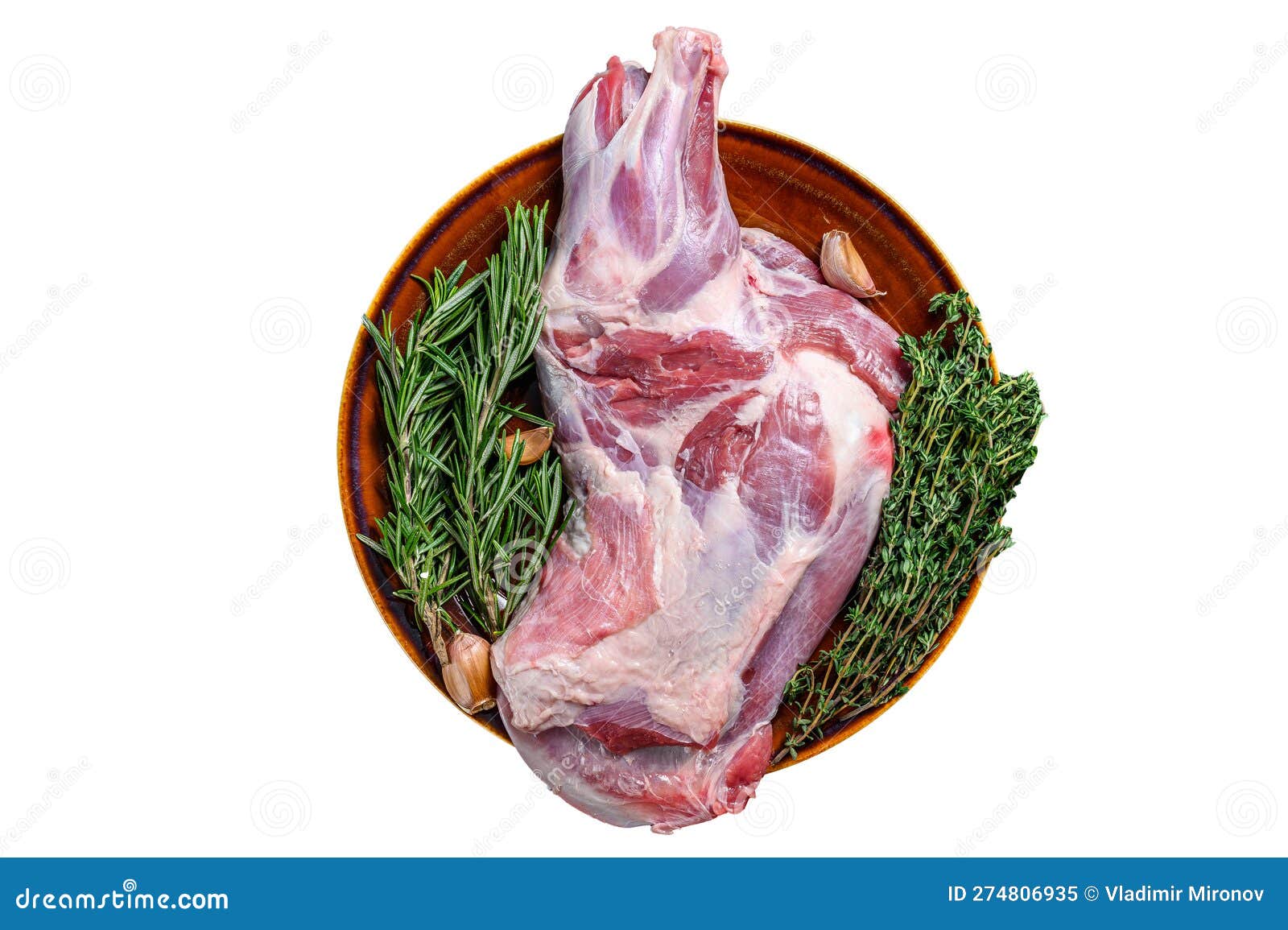 Whole Fresh Raw Lamb Shoulder Meat on a Plate. Isolated on White ...