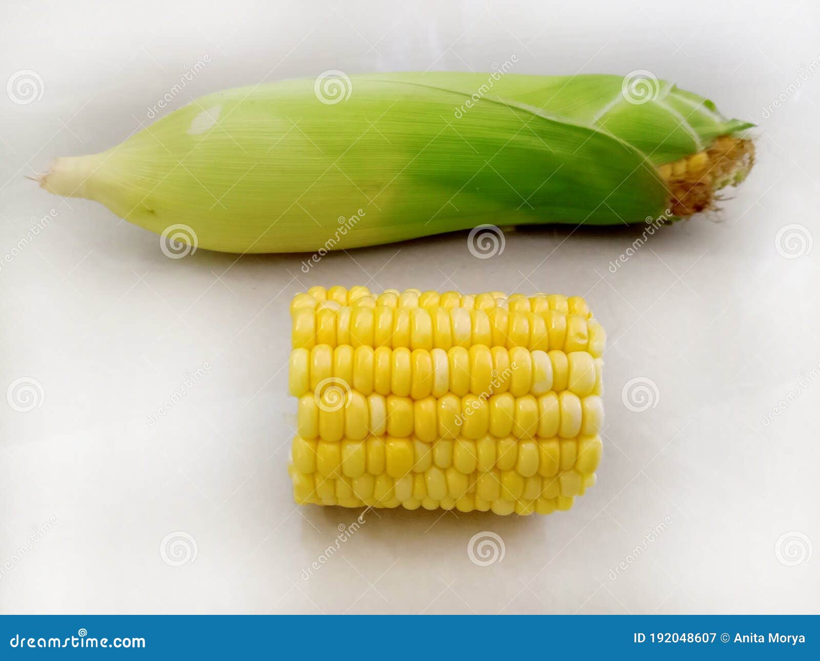 Whole Fresh Sweet Corn and Peeled Half Stock Image - Image of farm ...
