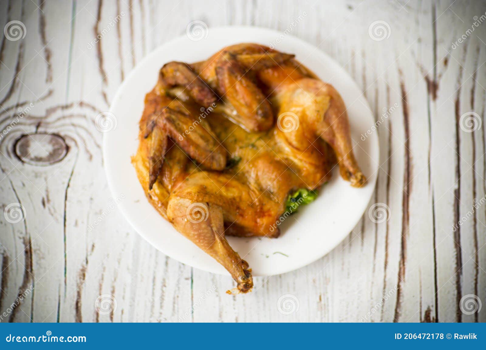 Whole Fried Chicken in a Plate on Table Stock Photo - Image of cook ...