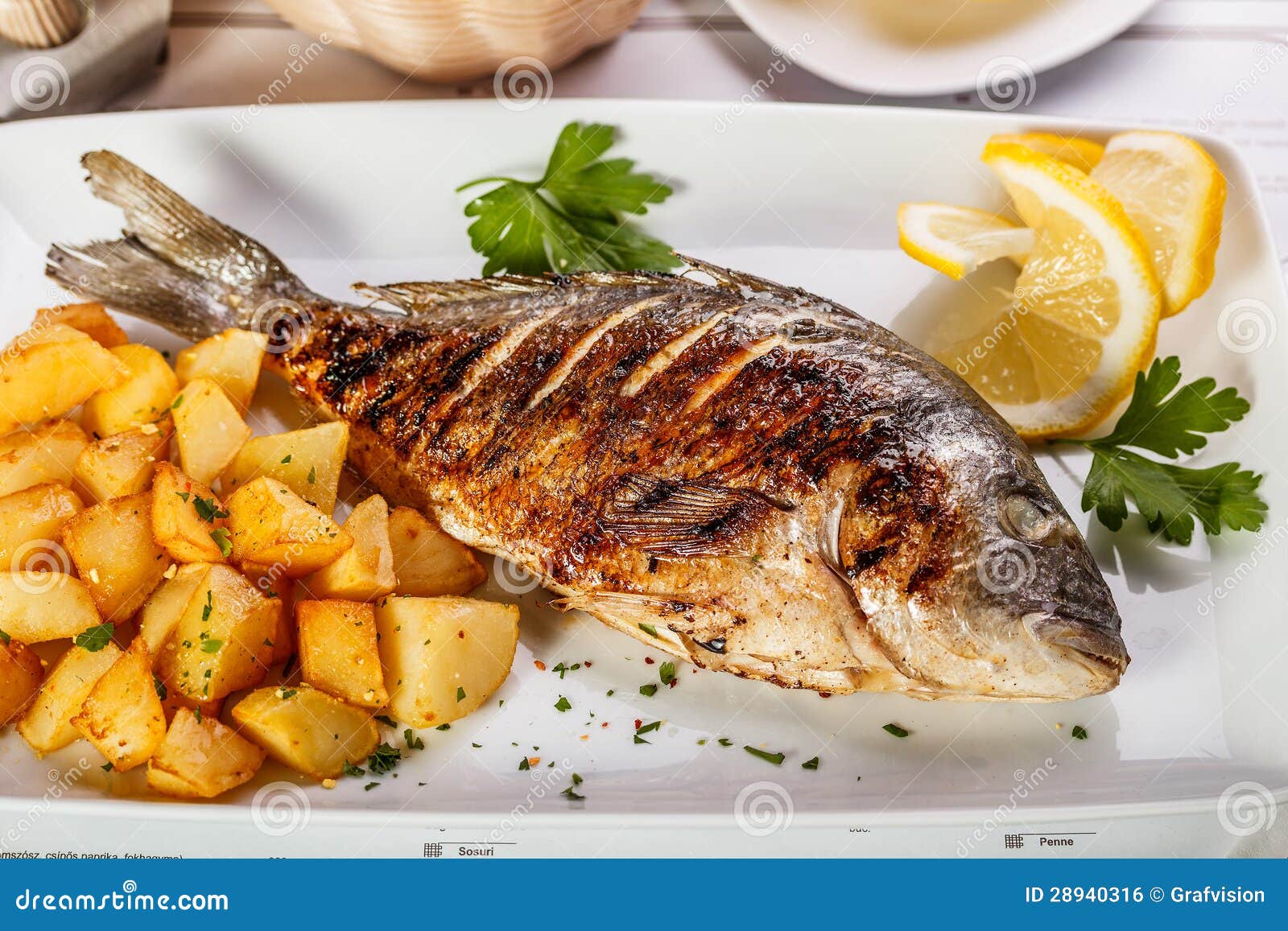 Whole fried dorado stock photo. Image of cuisine, mediterranean - 28940316