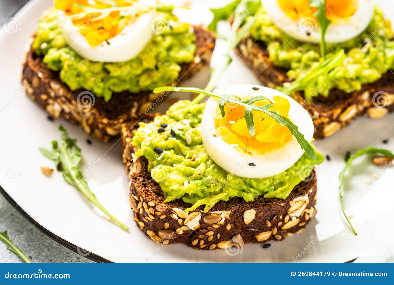 Whole Grain Bread with Avocado and Boiled Eggs. Stock Image - Image of ...