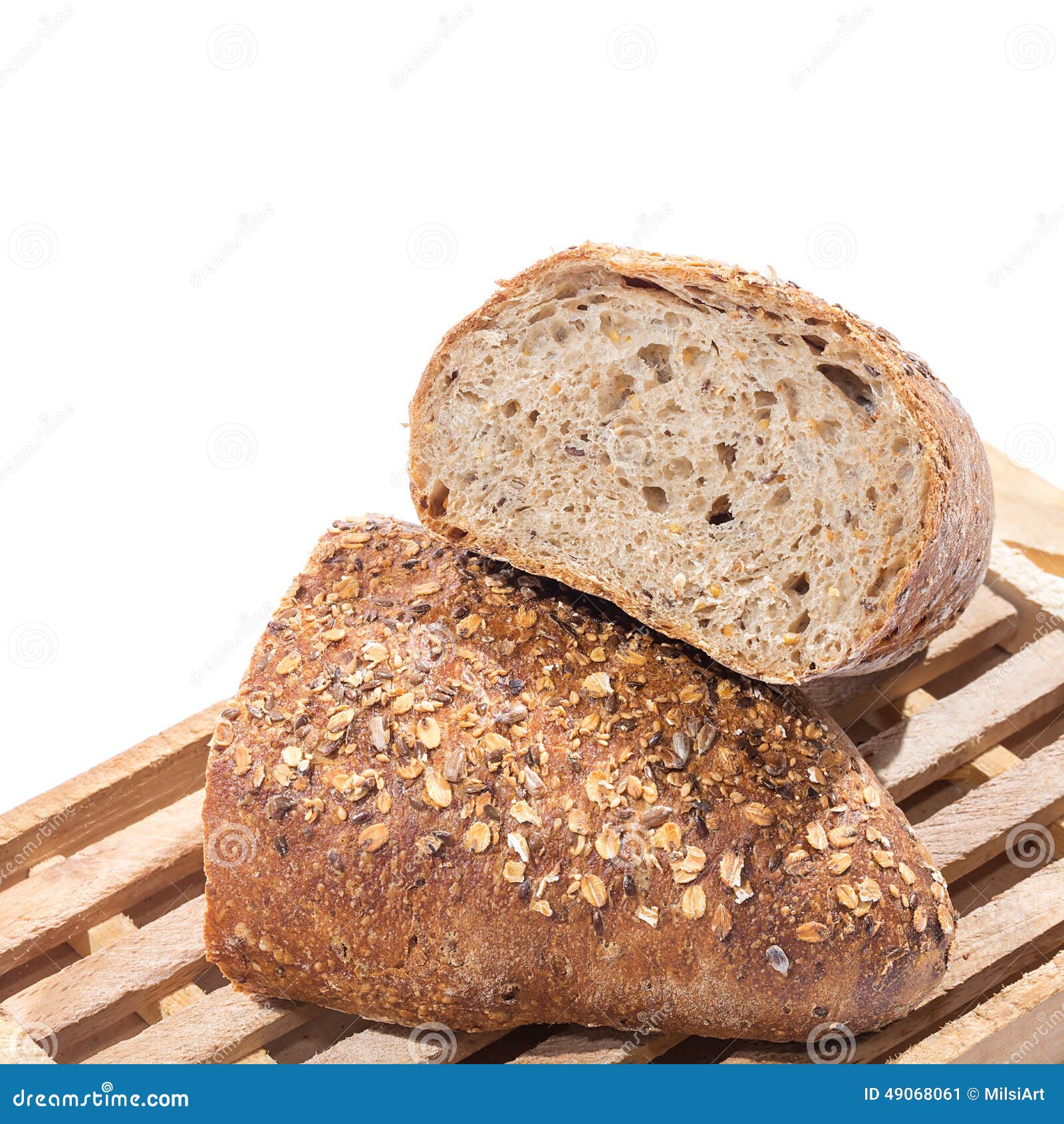 Whole Grain Bread Cut in Half Stock Image - Image of bake, breakfast ...