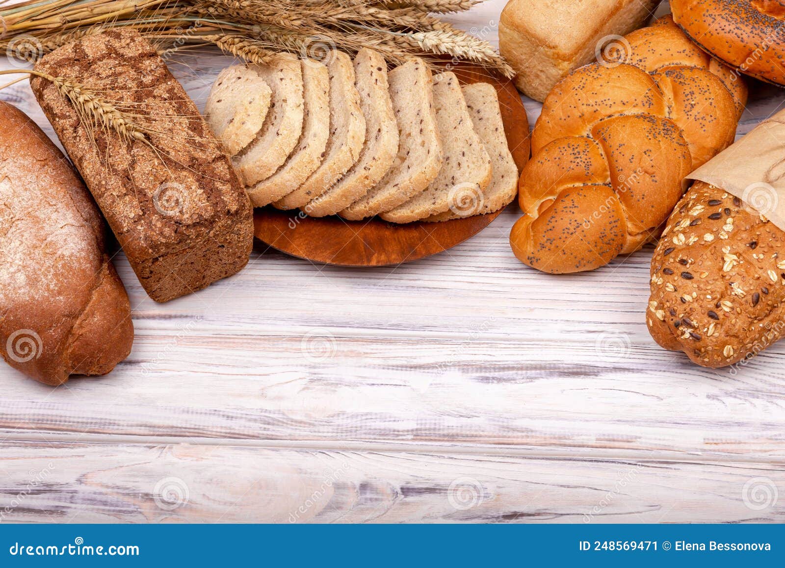 Whole-grain Bread. Different Types of Bread Isolated on White Stock ...