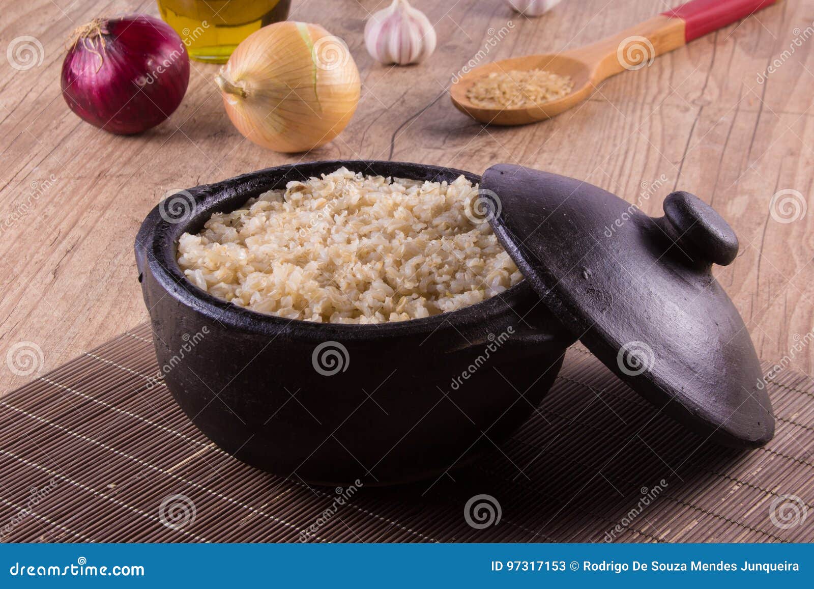 Whole Grain Brown Rice Cooked. Integral Stock Image - Image of food ...