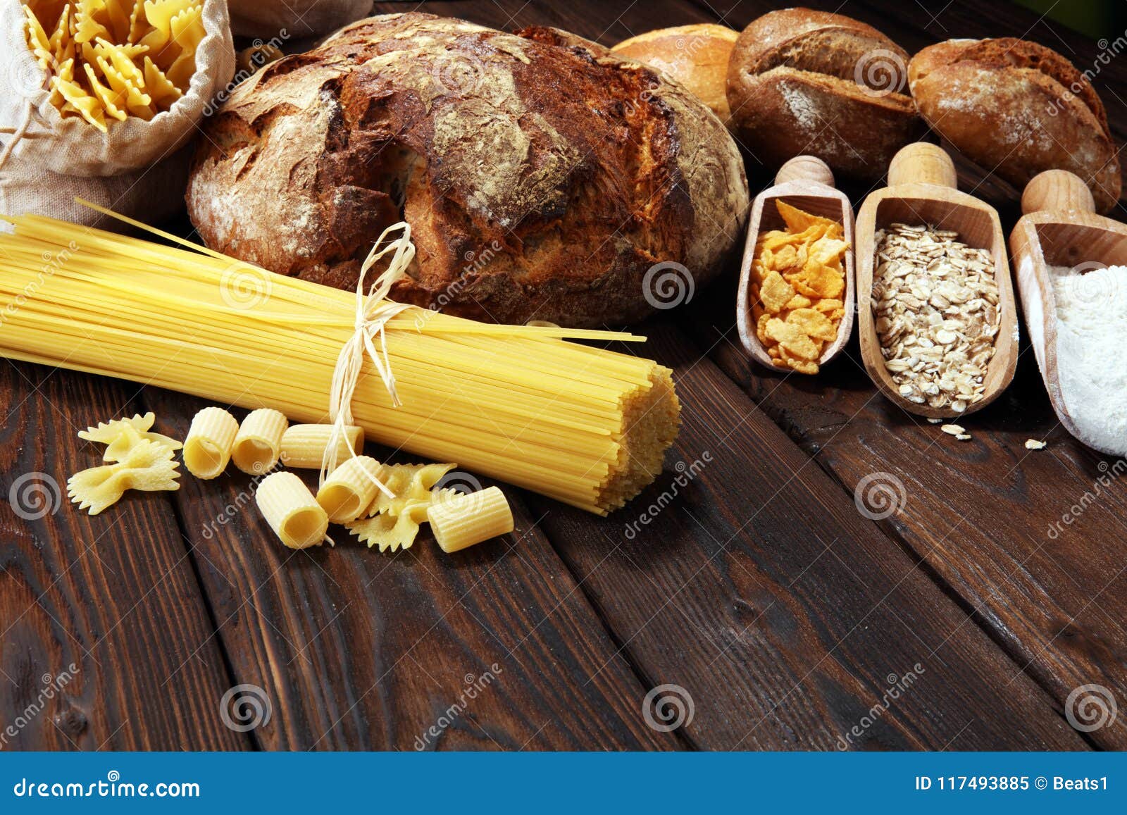 Whole Grain Products with Complex Carbohydrates Stock Image - Image of ...