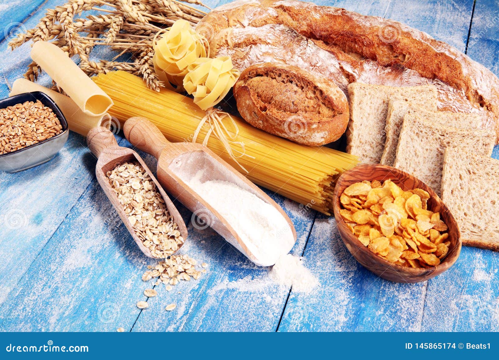 Whole Grain Products with Complex Carbohydrates on Table Stock Photo ...