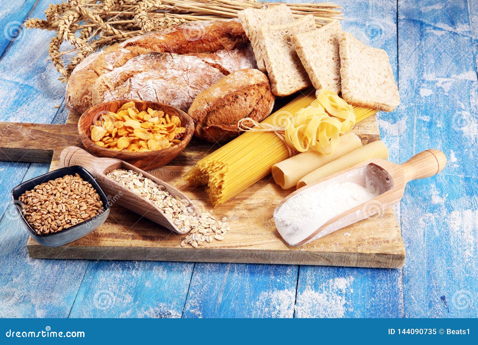 Whole Grain Products with Complex Carbohydrates on Table Stock Image ...