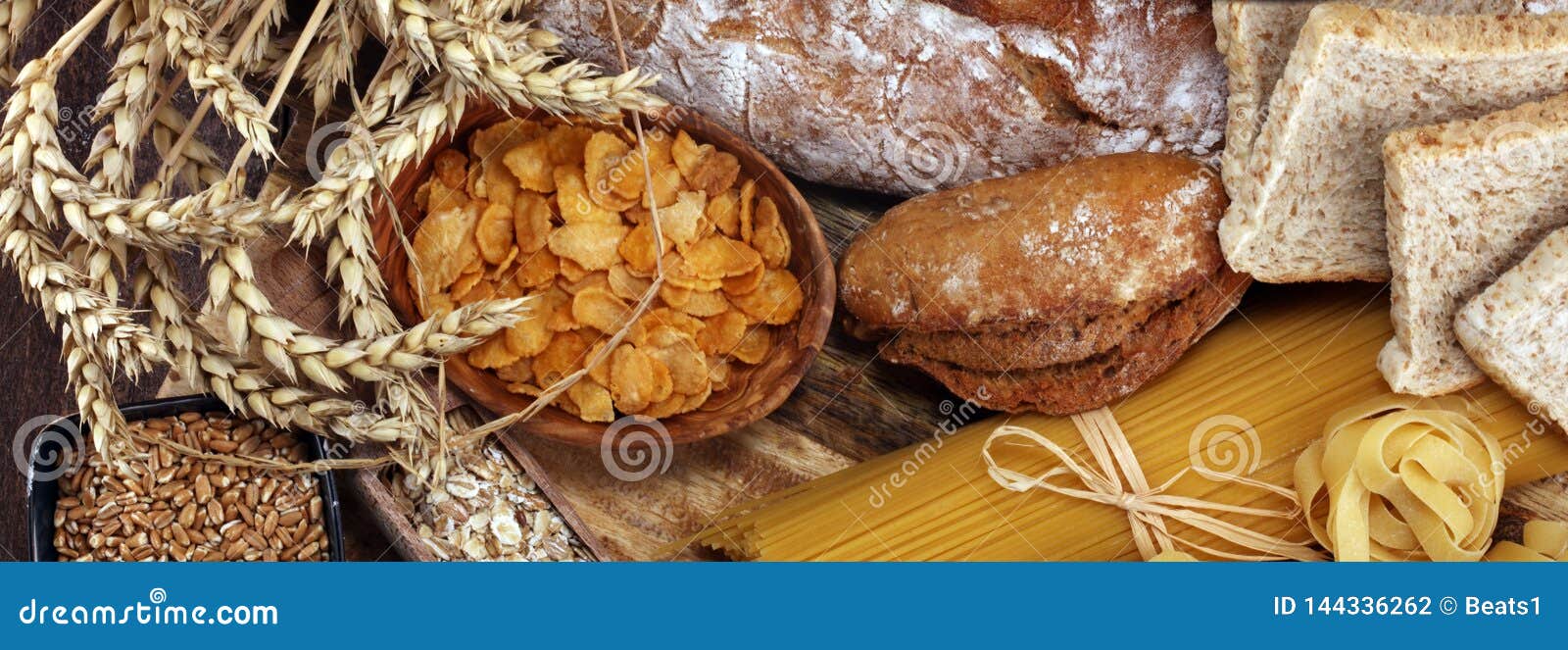 Whole Grain Products with Complex Carbohydrates on Table Stock Photo ...