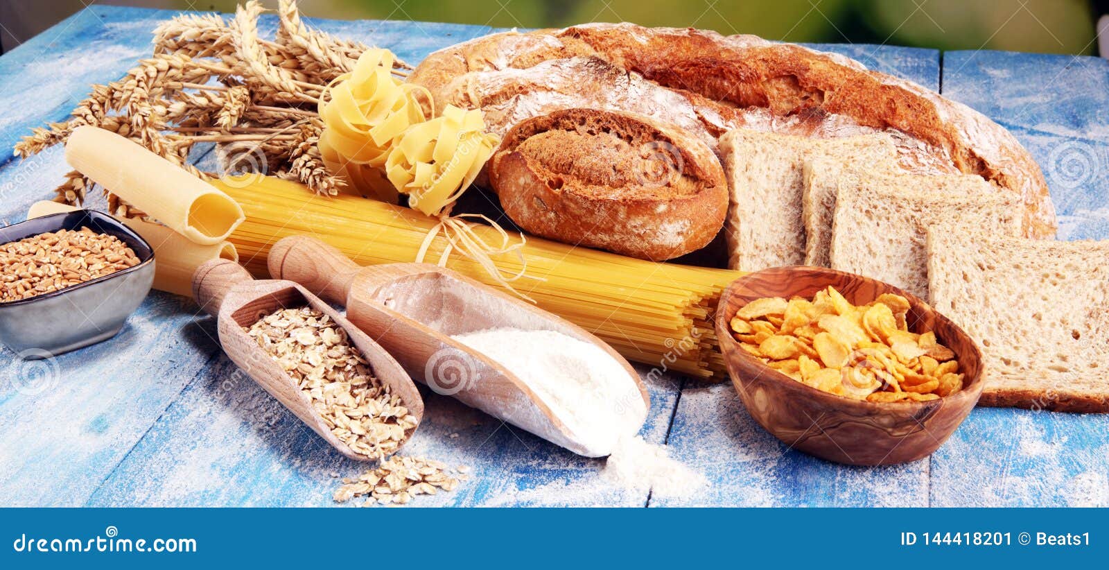 Whole Grain Products with Complex Carbohydrates on Table Stock Image ...