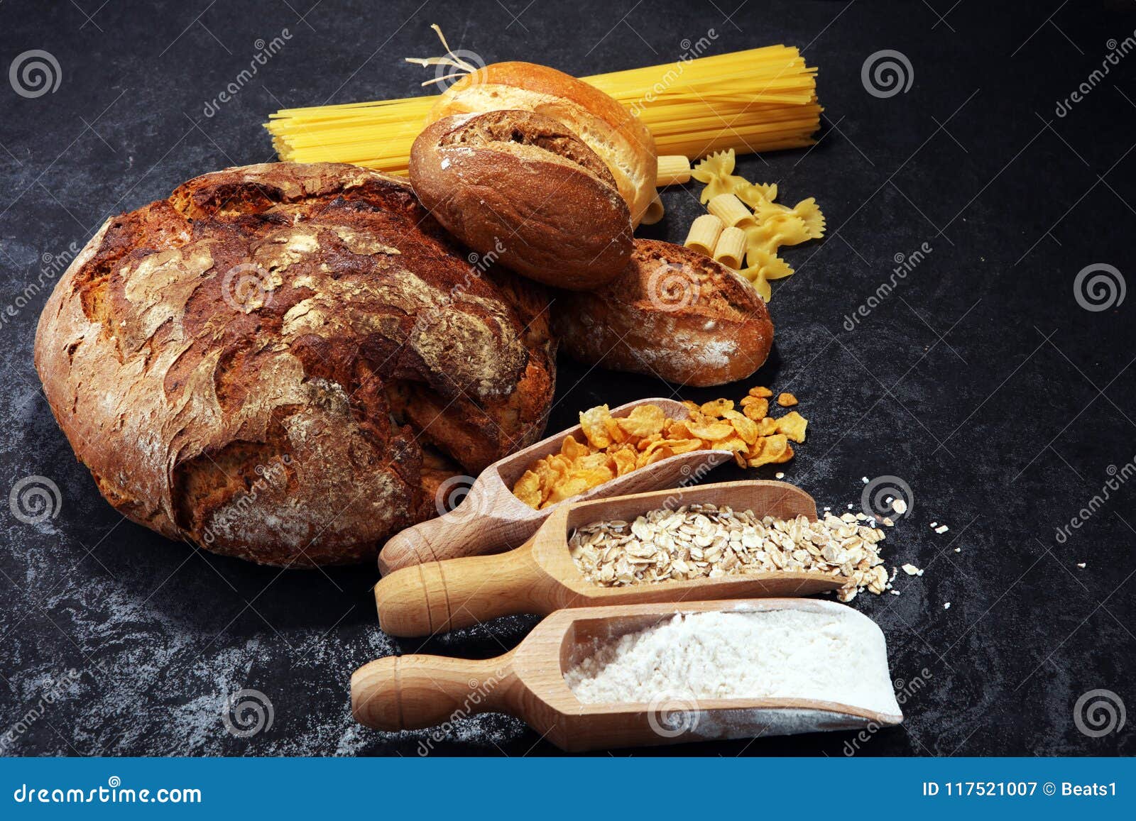 Whole Grain Products with Complex Carbohydrates Stock Image - Image of ...