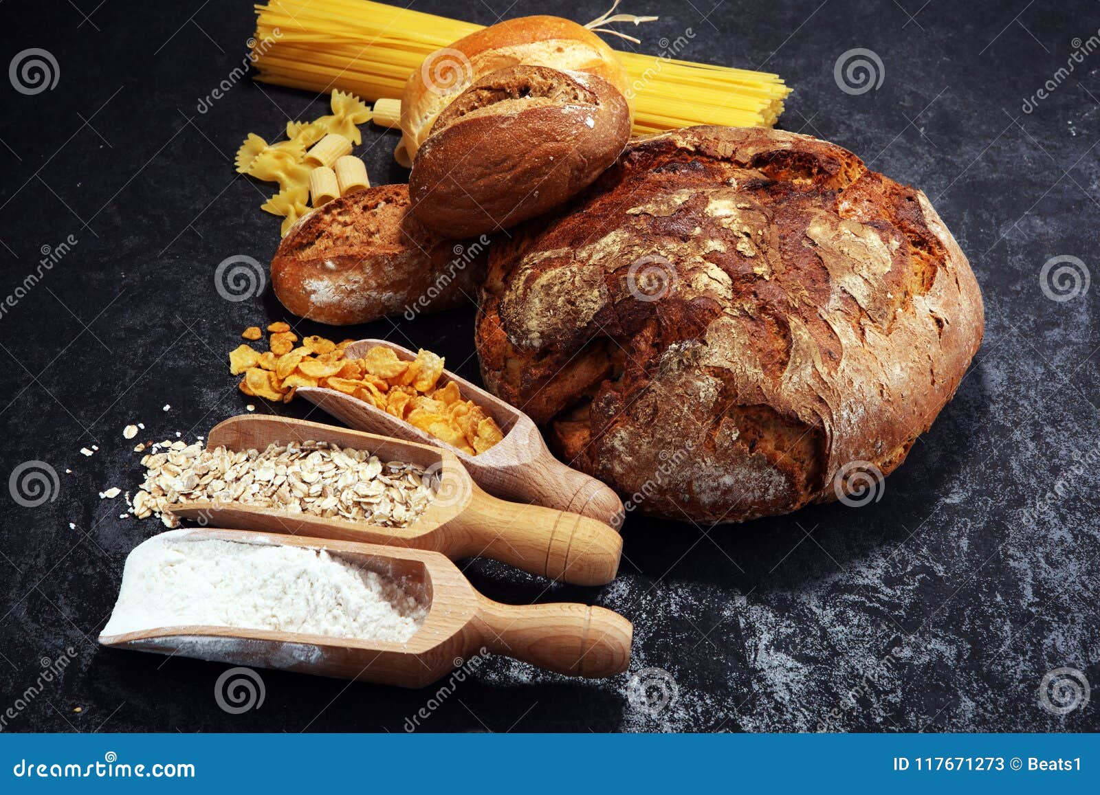 Whole Grain Products with Complex Carbohydrates Stock Image - Image of ...