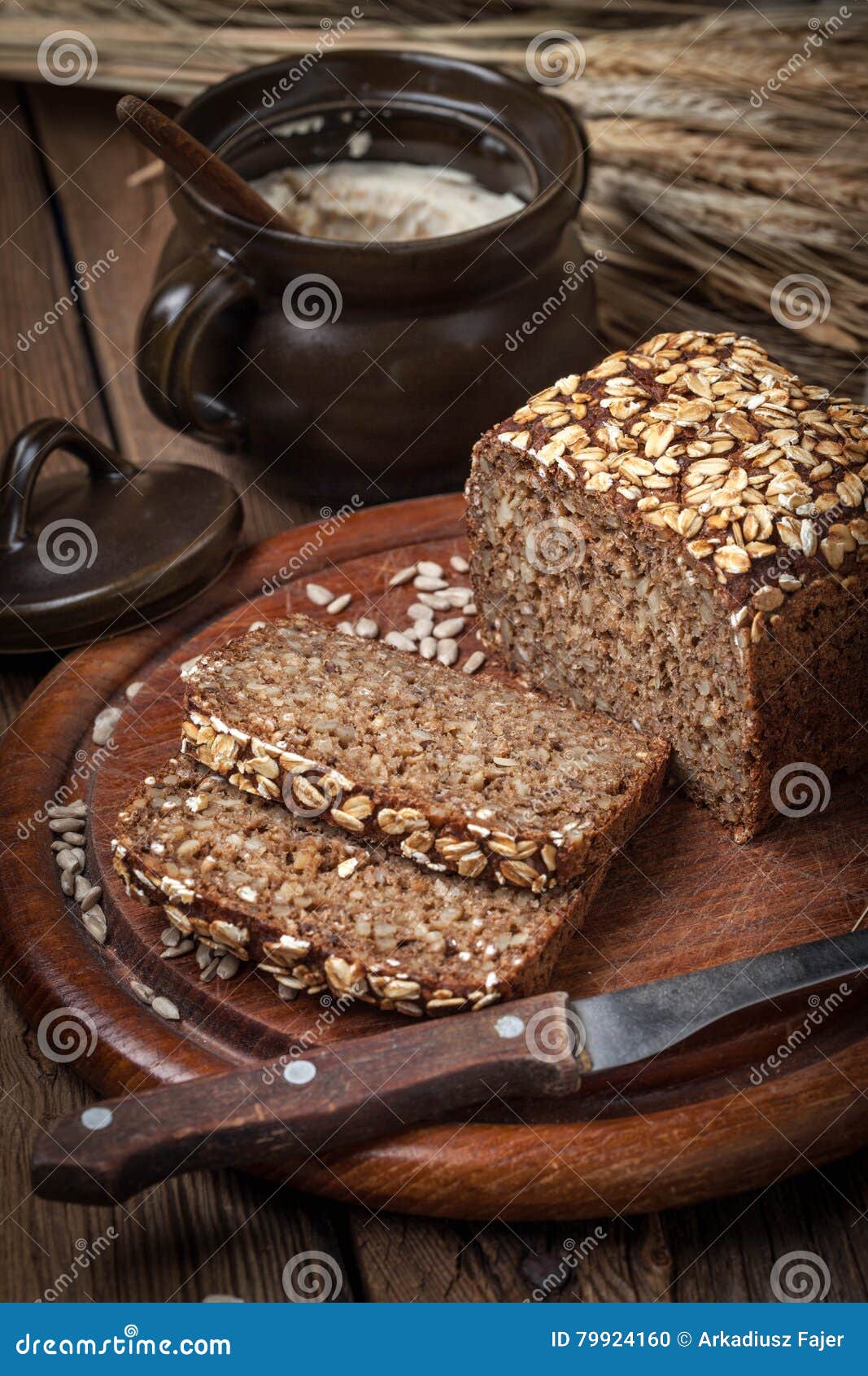 Whole Grain Rye Bread with Seeds. Stock Photo - Image of crusty, baking ...