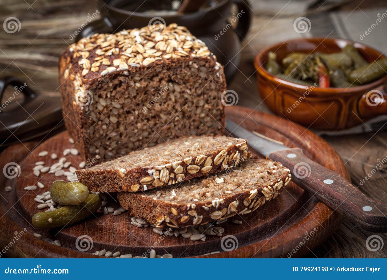 Whole Grain Rye Bread with Seeds. Stock Photo - Image of grain, dark ...