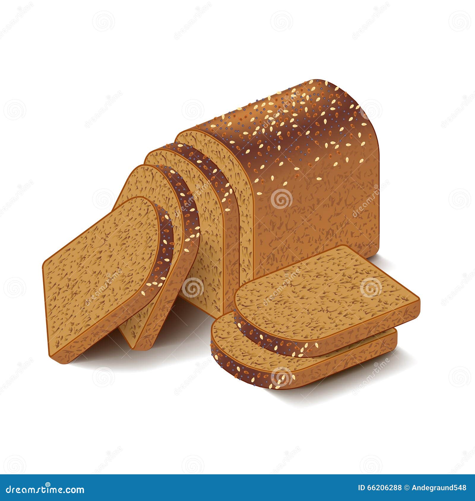 Whole Grain Sliced Bread on White Vector Stock Vector - Illustration of ...