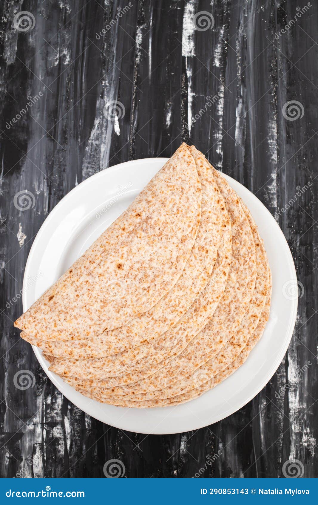 Whole Grain Tortilla Wraps on White Plate Stock Image - Image of fajita ...