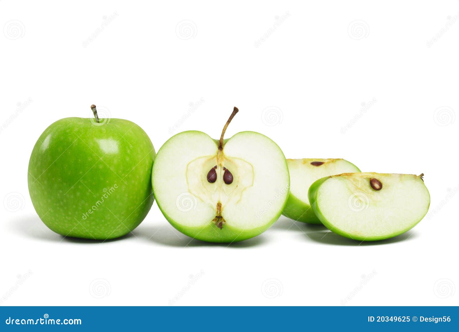 Whole Green Apple And Cut Pieces Royalty Free Stock Photo - Image: 20349625
