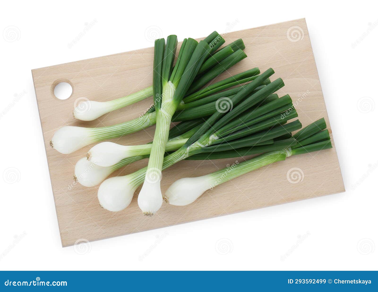 Whole Green Spring Onions Isolated on White, Top View Stock Image ...