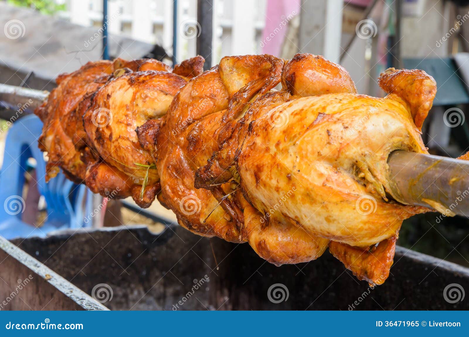 Whole Grilled Chicken on the Spit Stock Image - Image of meat, lunch ...
