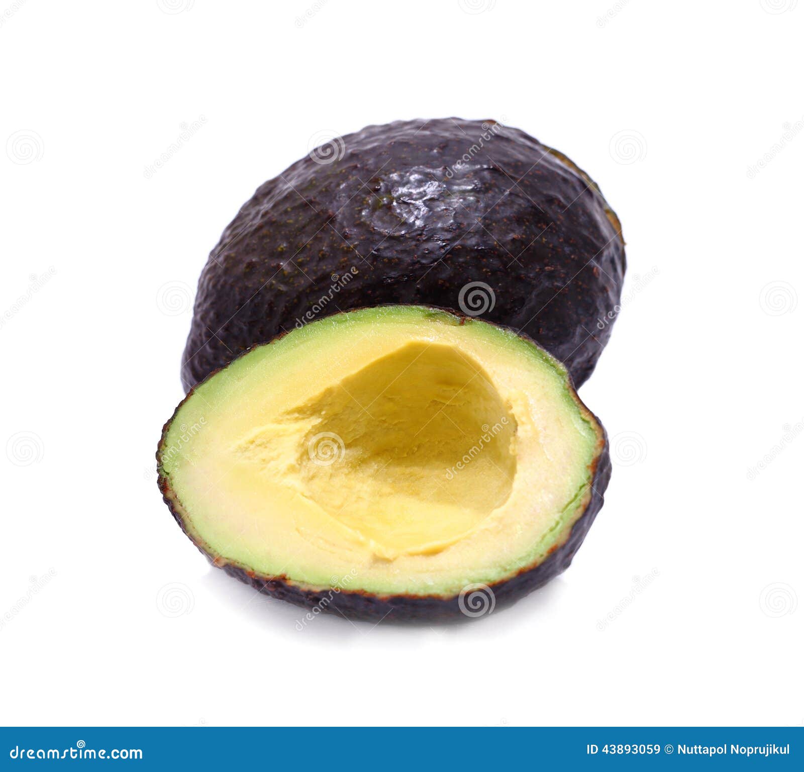 Whole and Half Avocado Isolated on White. Stock Image - Image of white ...