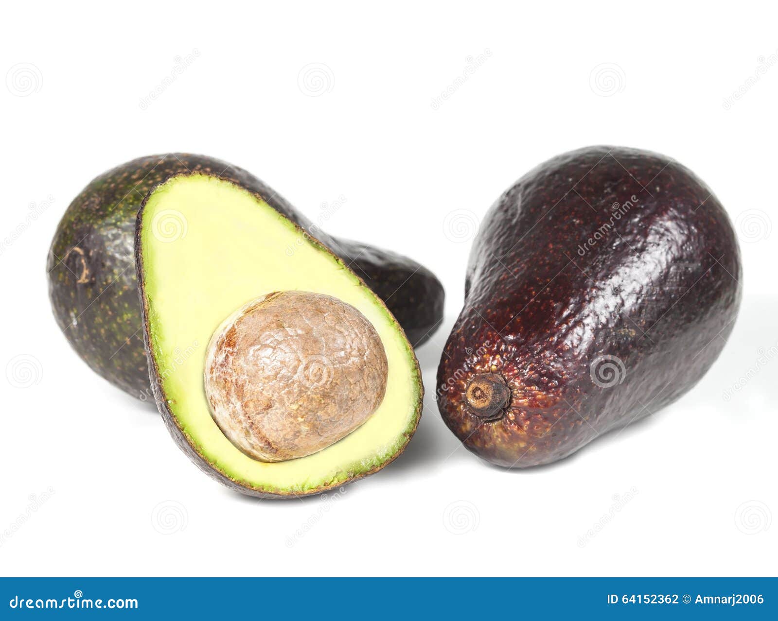 Whole and Half Avocado Isolated Stock Photo - Image of clipping, white ...