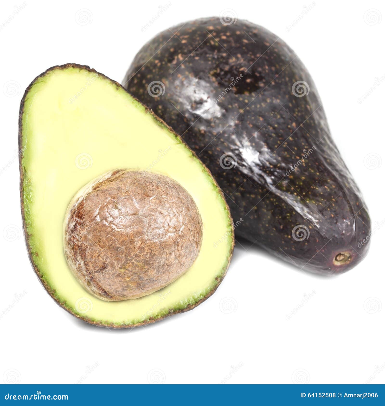 Whole and Half Avocado Isolated Stock Photo - Image of portion ...